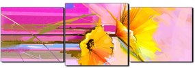 Obraz na plátně - Abstraktní malba, jarní květiny reprodukce- panoráma 5269D (120x40 cm)