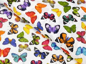 Biante Dekorační povlak na polštář Leona LN-062 Barevní motýlci na bílém 30 x 50 cm