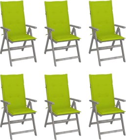 vidaXL Zahradní polohovací židle 6 ks s poduškami masivní akácie [3065328] Barva: Jasně zelená
