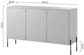 Komoda Sonatia 150 cm se dvěmi ukrytými zásuvkami - kašmírová