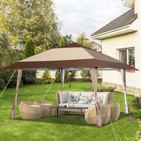 Costway 4 m x 4 m Patio Altán Canopy stan s koly, béžový