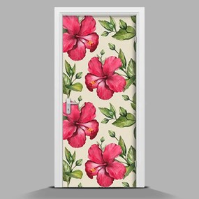 Wallmuralia Samolepící nálepka na dveře Růžové květiny 75x205