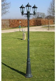 vidaXL Marketos Zahradní lampa vysoká 3 ramena 215 cm tmavě zelená/černá hliník
