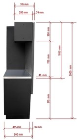 AKČNÍ SET Sestava 7 ks dílenského nábytku SET-CA01030 s nerezovou pracovní deskou MB-TGW80S