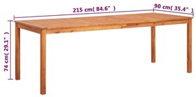 Zahradní stůl 215 x 90 x 74 cm masivní akáciové dřevo
