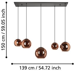 Eglo 390388 - Lustr na lanku CORDOBA 5xE27/40W/230V měděná