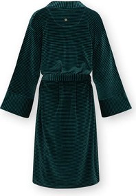 Pip Studio Naomi Kimono Velvet Little Sumo Stripe, modro-zelené (Bavlněné sametové kimono)