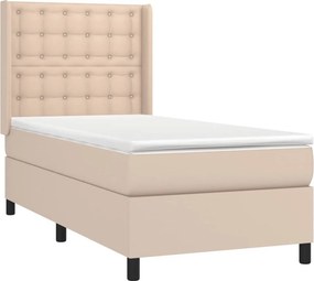 Box spring postel matrace a LED cappuccino 100x200cm umělá kůže 3139372