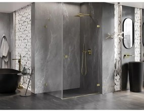 Mexen Lunar-B, pravostranný výklopný sprchový kout 85 x 80 cm, 8mm čiré sklo, zlatý kartáčovaný - 832-085-080-55-00-P