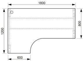 Kancelářský stůl Ergo pravý Hobis UEA 180060P, deskaakát, bílá RAL 9016