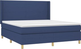 Box spring postel s matrací a LED modrá 160x200 cm textil 3138731