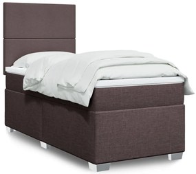 Box spring postel s matrací tmavě hnědá 90x200 cm textil 3292667