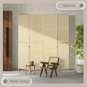 HOMCOM Bambusový paravan do interiéru 4 panely 180 x 180 cm - Přenosný paravan
