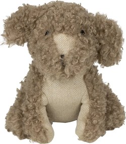 Hnědá kudrnatá dveřní zarážka pes Dog - 21*22*25 cm