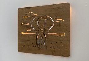 Li-Go "Slon" světelný obraz s baterií 65x55cm varianta ovládání: manuál/pohybové čidlo, provedení povrchu: dub