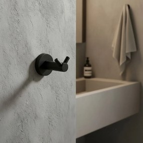 Rea Leo, koupelnový 2-háček na ručníky, černá matná, REA-88041