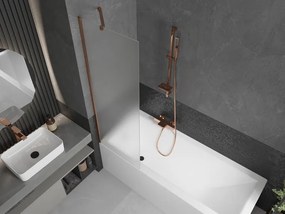 Mexen Next, vanová zástěna 1-křídlová 60 x 150 cm, fixní křídlo, 6 mm námraza sklo, růžové zlato profil, 895-060-000-00-30-60