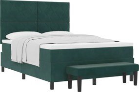 Postel s boxspringem s čelo Tmavě zelená 200 x 140 cm samet 3344585