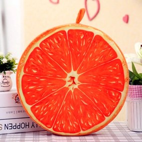 Dekorativní kulatý polštářek/podsedák ve tvaru ovoce Varianta: Žlutý pomeranč