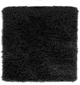 Ozdobný koberec Protiskluzový se středně dlouhým vlasem Měkký Čtverec 100x100 cm do obývacího pokoje Černý GLAMOUR