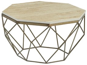 Designový konferenční stolek Beiwen 70 cm travertín mosaz