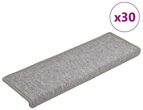 Schodové rohože 30 ks 65 x 21 x 4 cm světle šedé s obdélníkovým okrajem 3365768