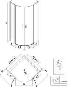 Mexen Mist L, půlkruhový výklopný sprchový kout 90 x 90 cm, čiré sklo, měděný matný profil, 8A32L-090-090-65-00