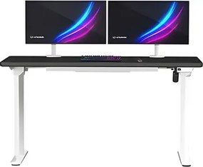 ULTRADESK Quest bílá černá / Herní stůl / 140 x 70 cm / 72-120 cm / el