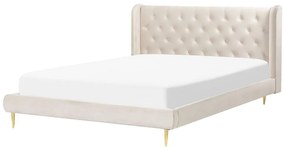 Sametová postel 160 x 200 cm béžová FORBACH Beliani