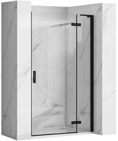 Rea Hugo, 1-křídlé sprchové dveře do otvoru 90x200,5 cm, 6mm čiré sklo, černý profil, KPL-45207