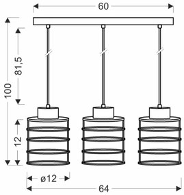 Lustr na lanku GLOB 3xE27/40W/230V černá