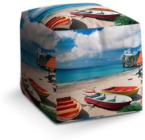 Sablio Taburet Cube Loďky na pláži: 40x40x40 cm