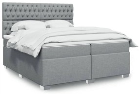 Box spring postel s matrací světle šedá 200 x 200 cm textil 3292902