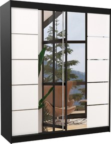ADRK Furniture Posuvná skříň s zrcadlem TRAVES 180 SW-TRA-B+W-180+A389