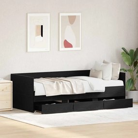 Daybed se zásuvkou Černý dub 90 x 190 cm Kompozitní dřevo 3333998
