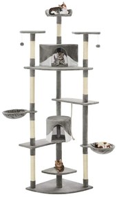 Škrabadlo pro kočky sisalové sloupky 203 cm šedé a bílé 170529