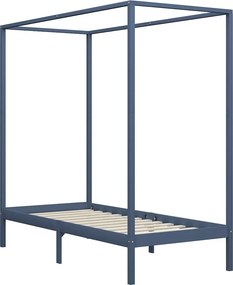 Rám postele s nebesy šedý masivní borové dřevo 90 x 200 cm 283274