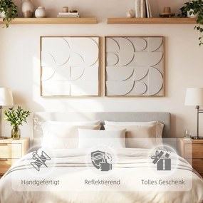 HOMCOM Dekorace stěn 3D sada 2 geometrických nástěnných dekorací Moderní nástěnná dekorace obývacího pokoje, chodby, 80 x 3,5 x 80 cm, bílá