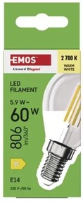 Emos lighting LED žárovka Filament Mini Globe / E14 / 5,9 W (60 W) / 806 lm / teplá bílá 1525731253