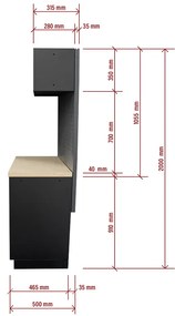 AKČNÍ SET Sestava 6 ks dílenského nábytku SET-CA01081 s dřevěnou pracovní deskou MB-TGW80