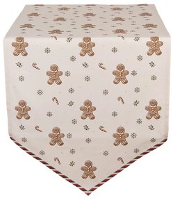 Béžový bavlněný běhoun s perníčky Gingerbread Magic - 50*160 cm