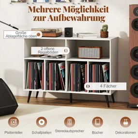 Costway 3patrový stojan na gramofon s vinylovými úložnými policemi