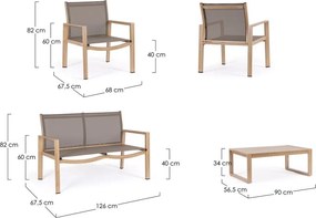 Hliníkový zahradní lounge set v přírodní barvě pro 4 Kallen – Bizzotto