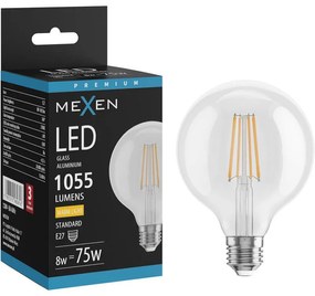 Mexen Vintis Žárovka filament LED E27, G95, 8W, Teplá - 2700K, 1055 lm, čirá - L157-E27-0827-00