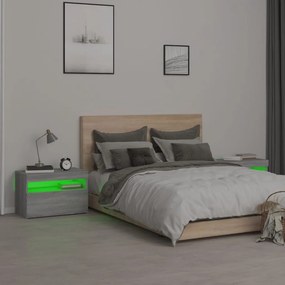Noční stolky 2 ks s LED osvětlením šedé sonoma 60 x 35 x 40 cm 3152829