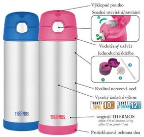 Thermos Dětská termoska s brčkem 470 ml Černá