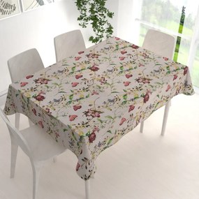 Biante Dekorační obdélníkový ubrus PML-083 Květiny a motýli na béžovém 140x220 cm