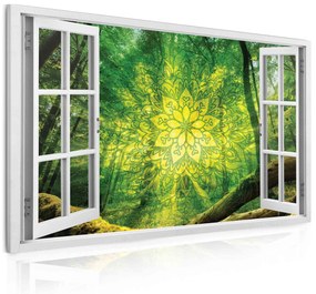 Malvis ® Obraz okno lesní strážce Velikost (šířka x výška): 90x60 cm