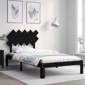 vidaXL Rám postele s čelem 100 x 200 cm masivní dřevo [3193716] Barva: Černá