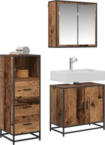 Sada koupelnového nábytku 3 ks Staré dřevo 65 x 33 x 60 cm 3402432